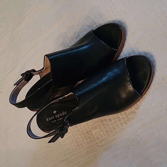 kate spade | Shoes | Kate Spade Nilena Slingback Wedges Black Size 8 ...